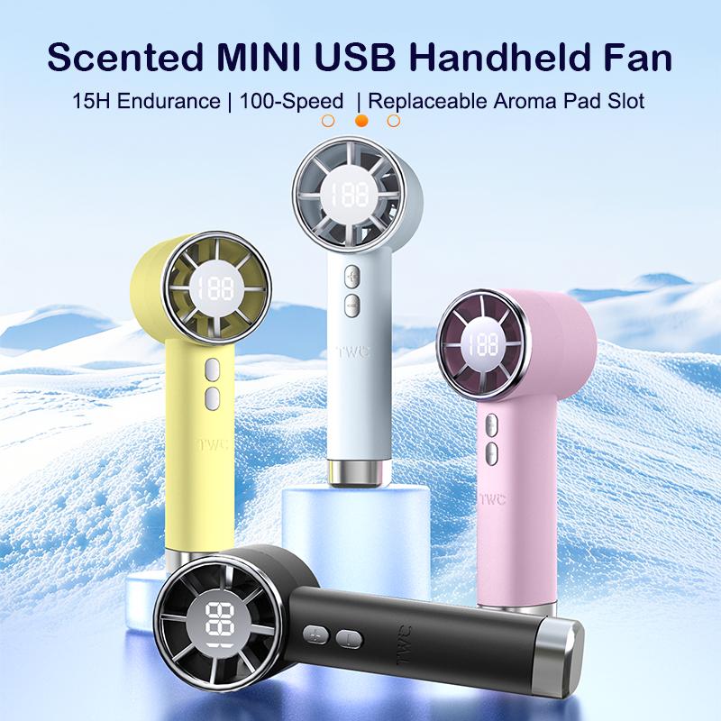 2025 Mini USB Scented Fan with Lanyard| 10X Turbo Cooling| 100-Level ...