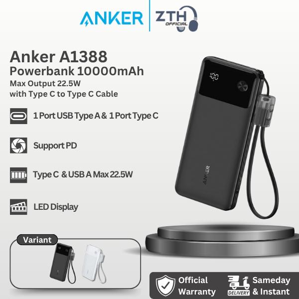 Jual Anker Powerbank 10000mAh LED Display 22.5W PD 2 Port USB A/C A1388 ...
