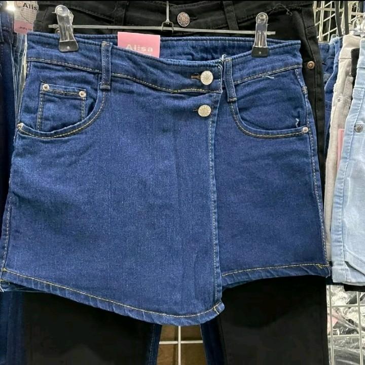 Palda Short for ladies denim soft maong fabric good quality womenswear ...