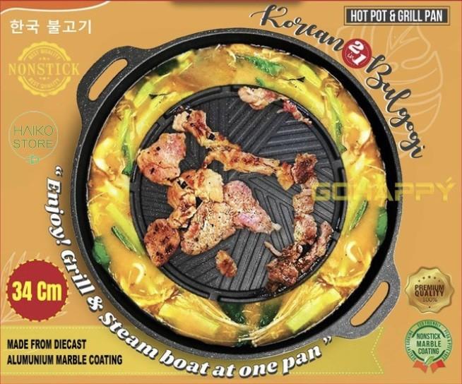 Panggangan BBQ Grill Plate Hot Pot & Grill Pan 2 in 1 Steamboat - Shop ...