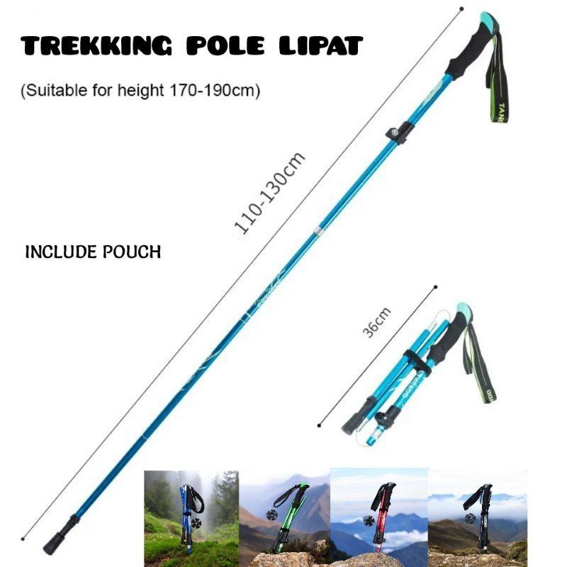 TaffSPORT Tongkat Hiking Trekking Pole Lipat Ultralight 4 Section 130cm ...