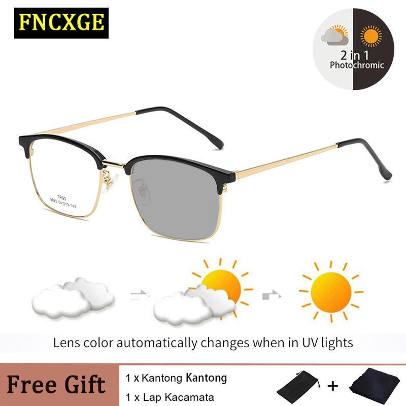 FNCXGE Anti Radiation Eye Glass Metal Frame Eyeglasses Photochromic ...