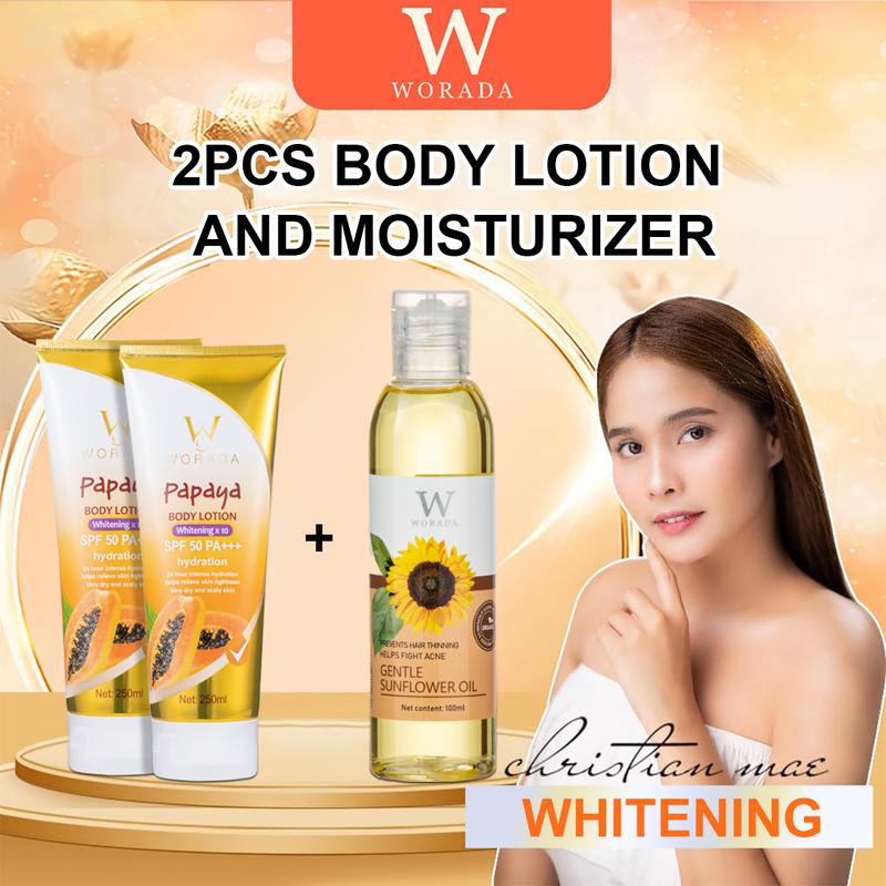 WORADA Combo Set Whitening 2Lotion + 1 Sunflower Oil Organic - TikTok ...