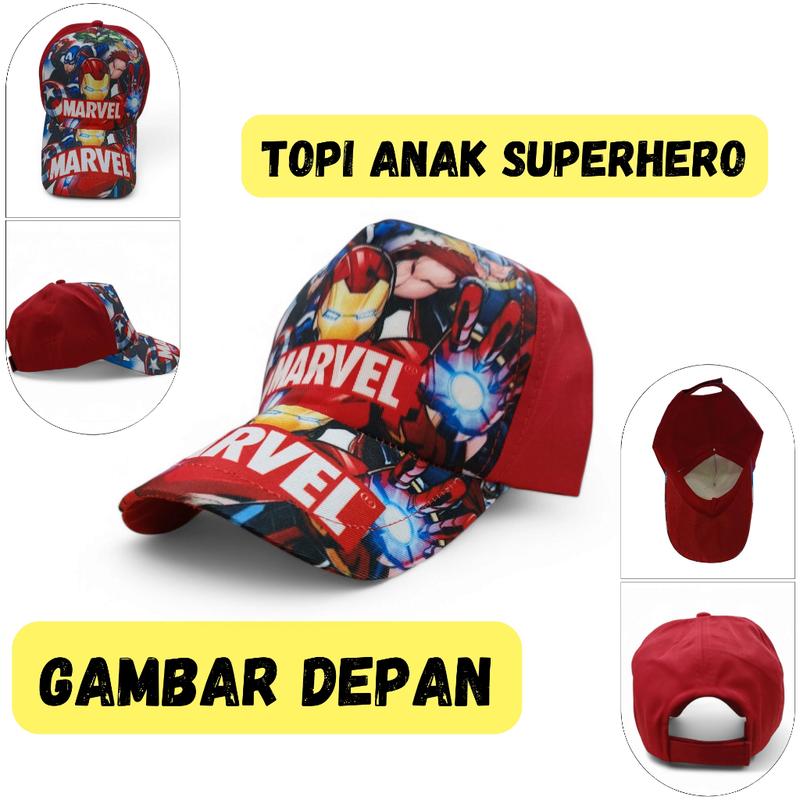 Topi Anak Motif Print Hello kitty Superhero Kekinian Marvel Princes ...