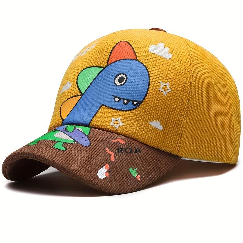Cute Cartoon Dinosaur Baseball Cap for Boys - Blue & Yellow Color-Block ...