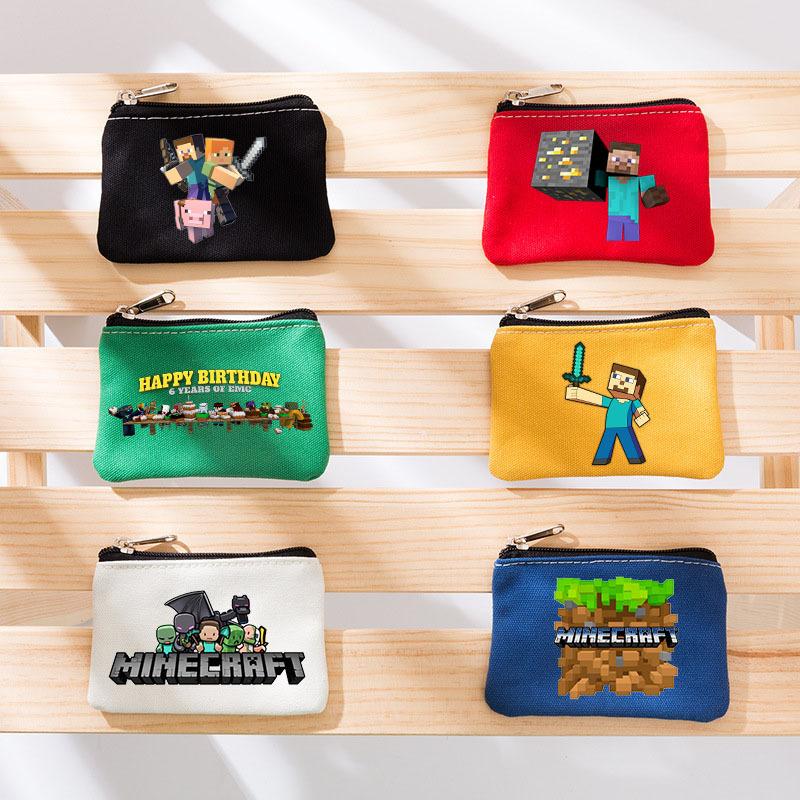 Cartoon wallet anime Minecraft coin purse canvas simple and casual ...