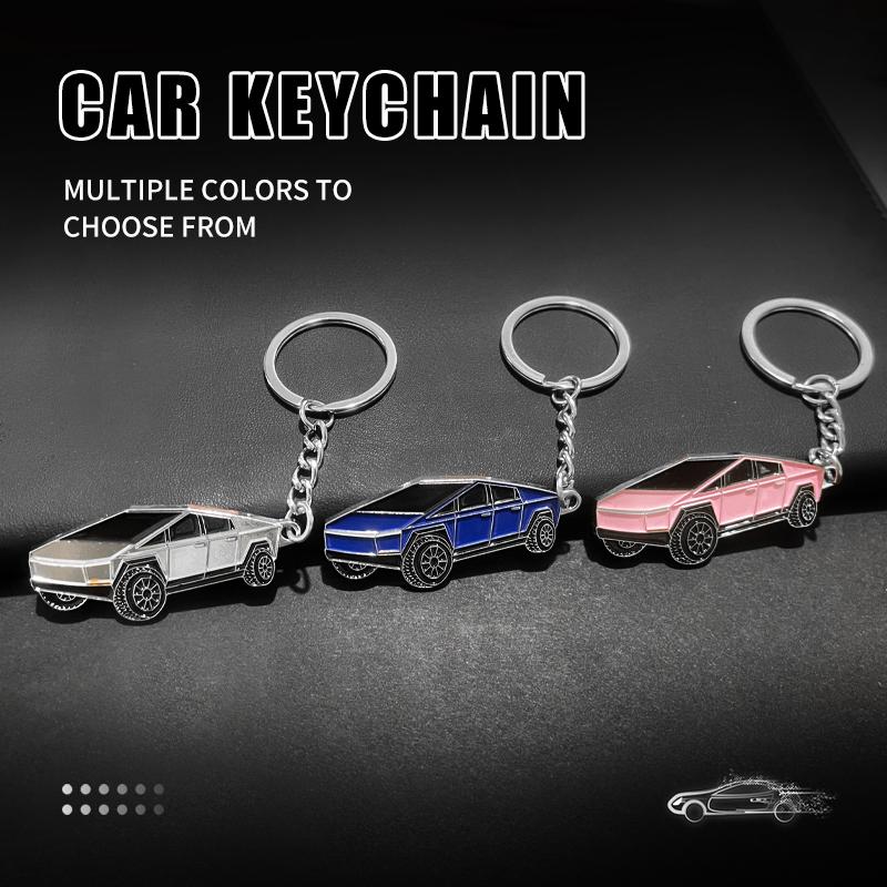 Single-sided Tesla Cybertruck small metal keychain; key fob suitable ...