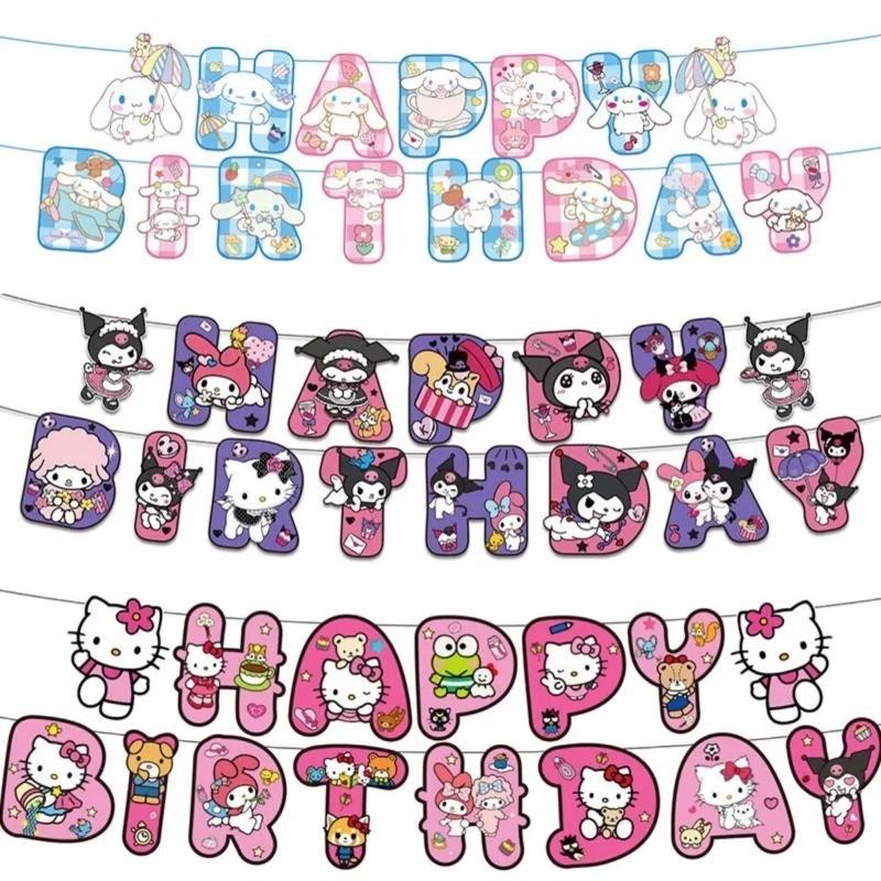 Sanrio Happy Birthday Party Decoration Banner Cartoon Cinnamoroll ...
