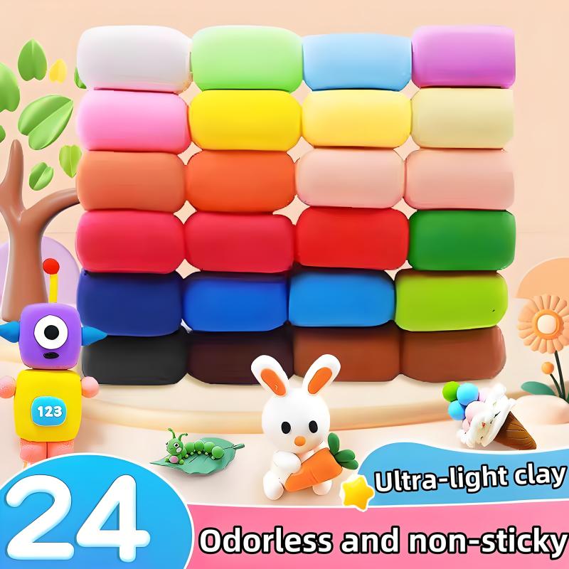 [24 Colors Polymer Clay] 24 Colors Ultra-Light Air Dry Polymer Clay ...