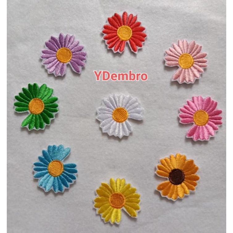 Patch Bordir Bunga Daisy Warna Iron On Anyaman Renda - Shop | Tokopedia