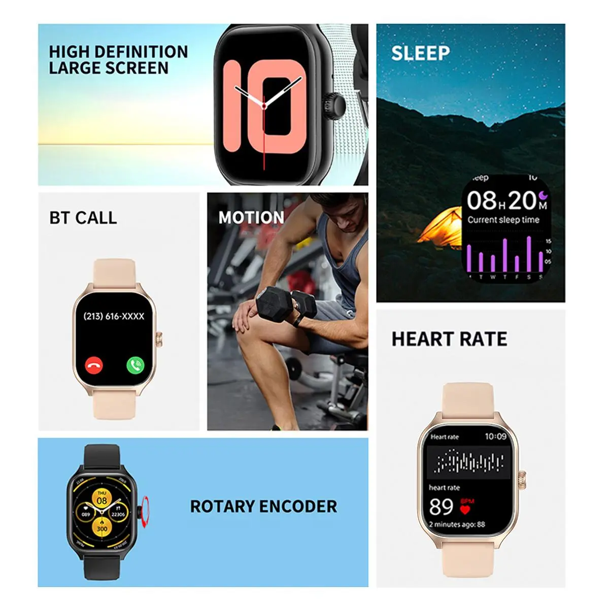 1 Piece Large Full-screen Bluetooth Smart Watch, Multi-function Sports ...