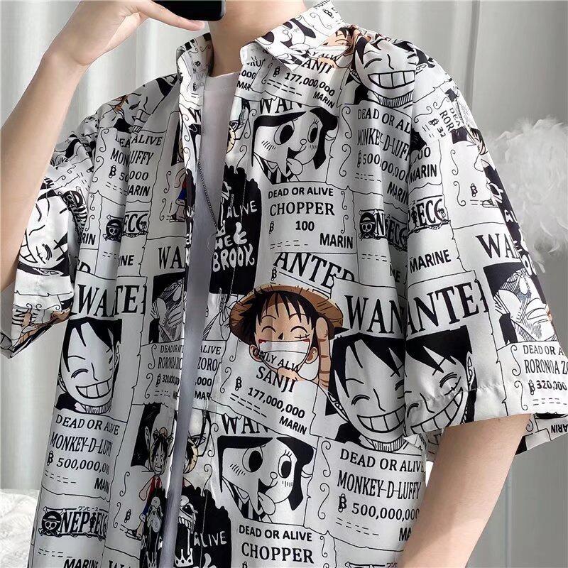 One piece men's short sleeve shirt Ruffian style cartoon graffiti ...