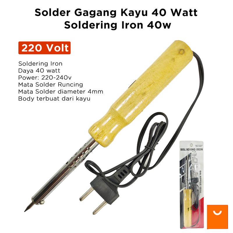 Solder Gagang Kayu 40 Watt Soldering Iron 40w - Shop | Tokopedia