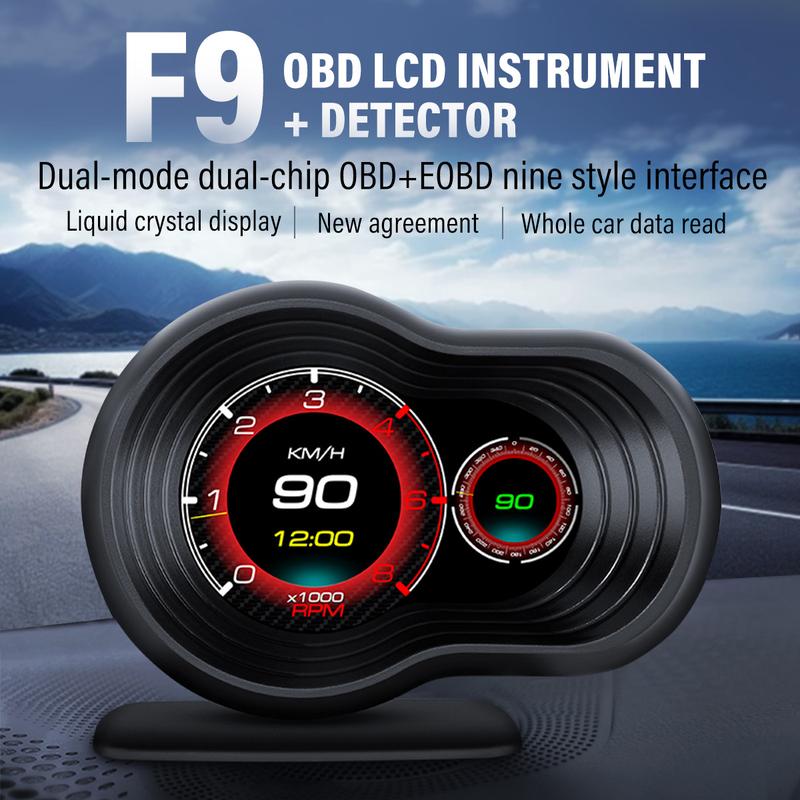 F9 Car OBD Meter OBD2 Digital Scanner Alarm Speed Gauge display ...