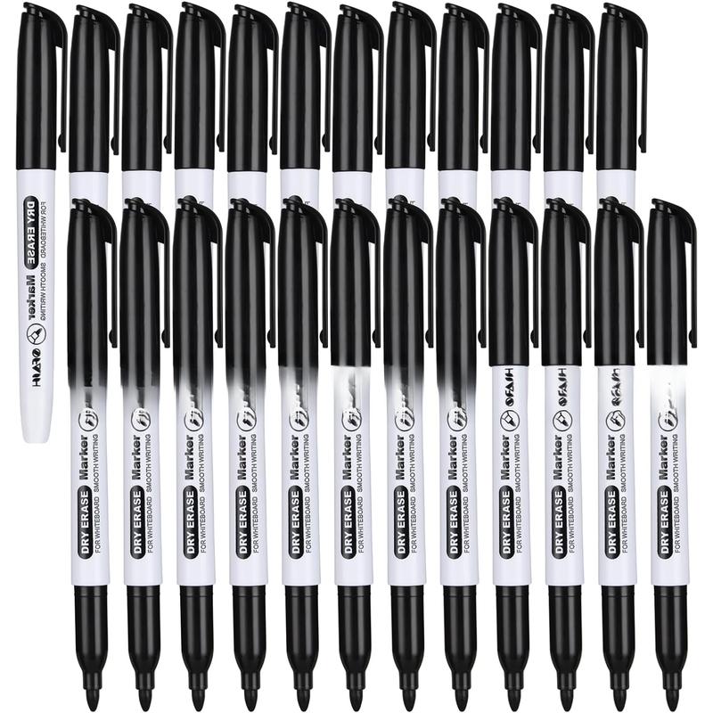 Fine Tip Dry Erase Markers - 24 Pack Black Whiteboard Erasable - TikTok ...