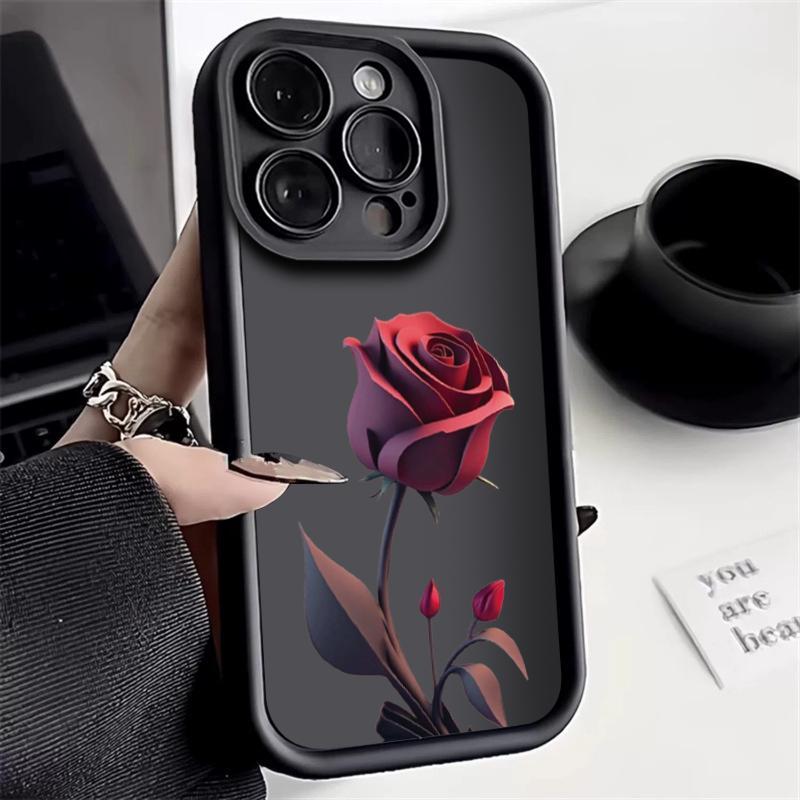 Rose Pattern Phone Case, Flower Pattern Phone Protective Cover, Phone ...