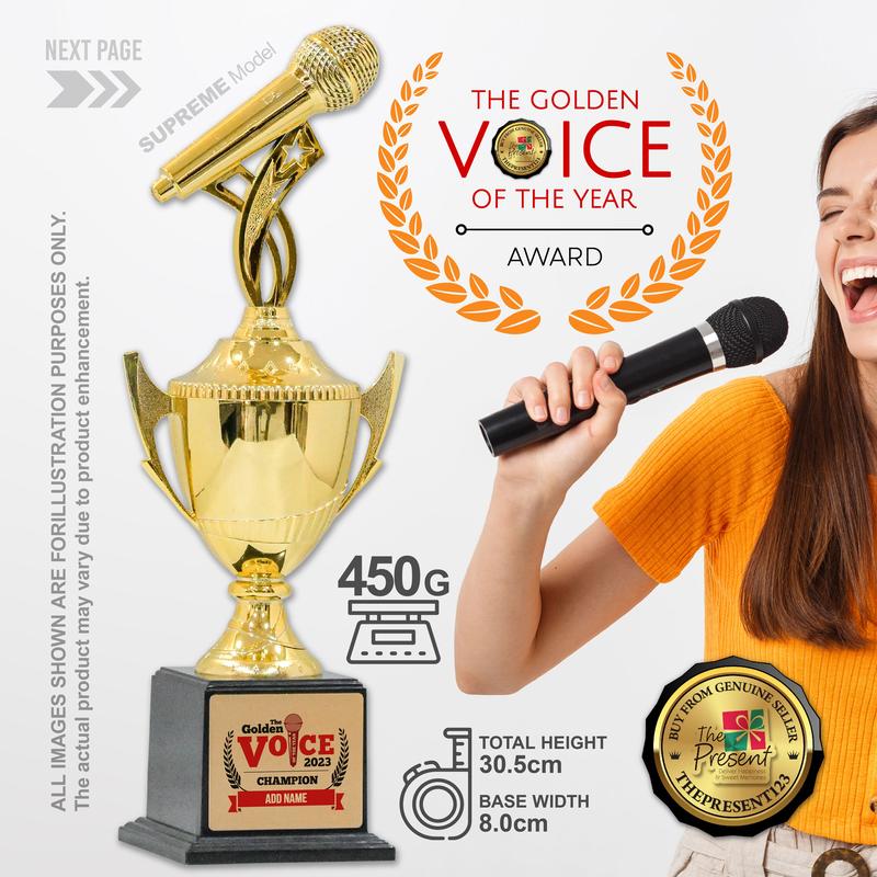 Golden Microphone Award Trophy for Singing, Karaoke, and Music ...