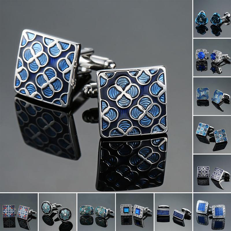 Mens cufflinks, 1 pair, enamel polishing, retro pattern, electroplating ...