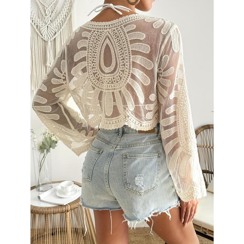 Lace Knitted Sexy Cover-Up Bikini Swimsuit Sun Protection Mesh ...