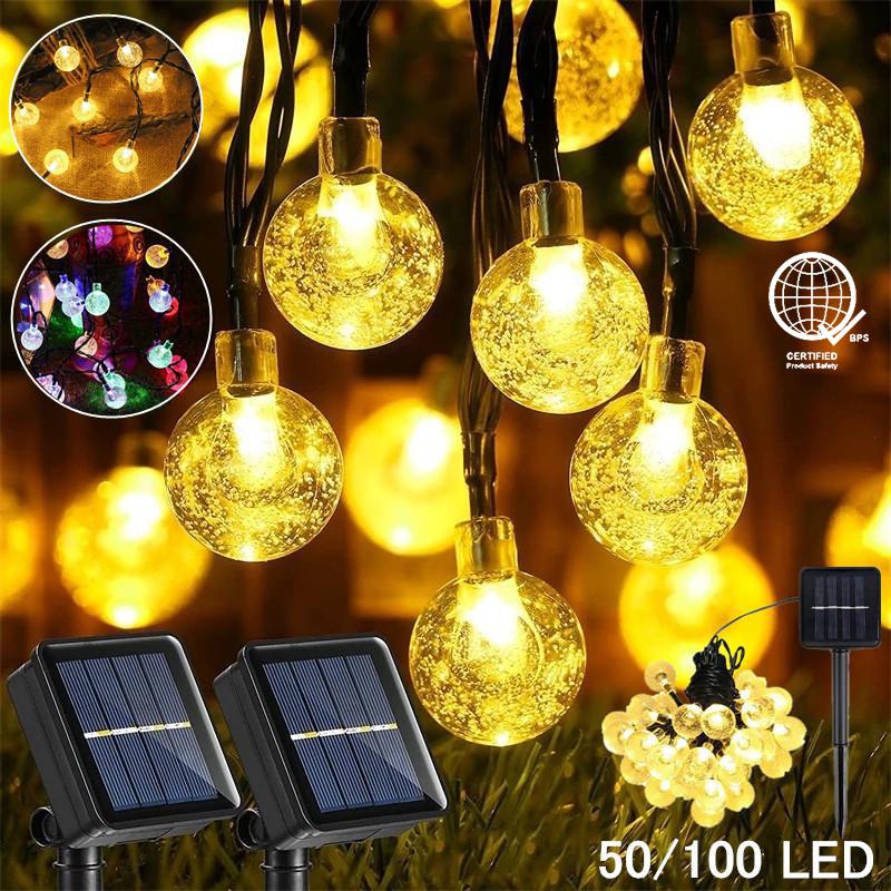 50/100LED Solar String Lights Crystal Ball Fairy Lights, Decoration ...