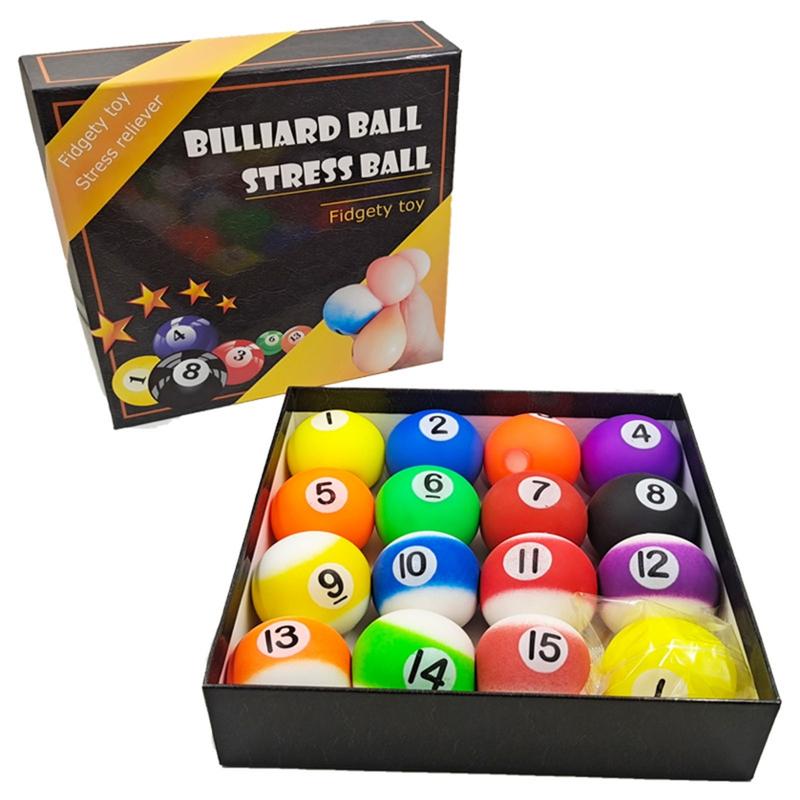 16-pack Stress Relief Balls Non-toxic Colorful Billiards Toy - TikTok ...