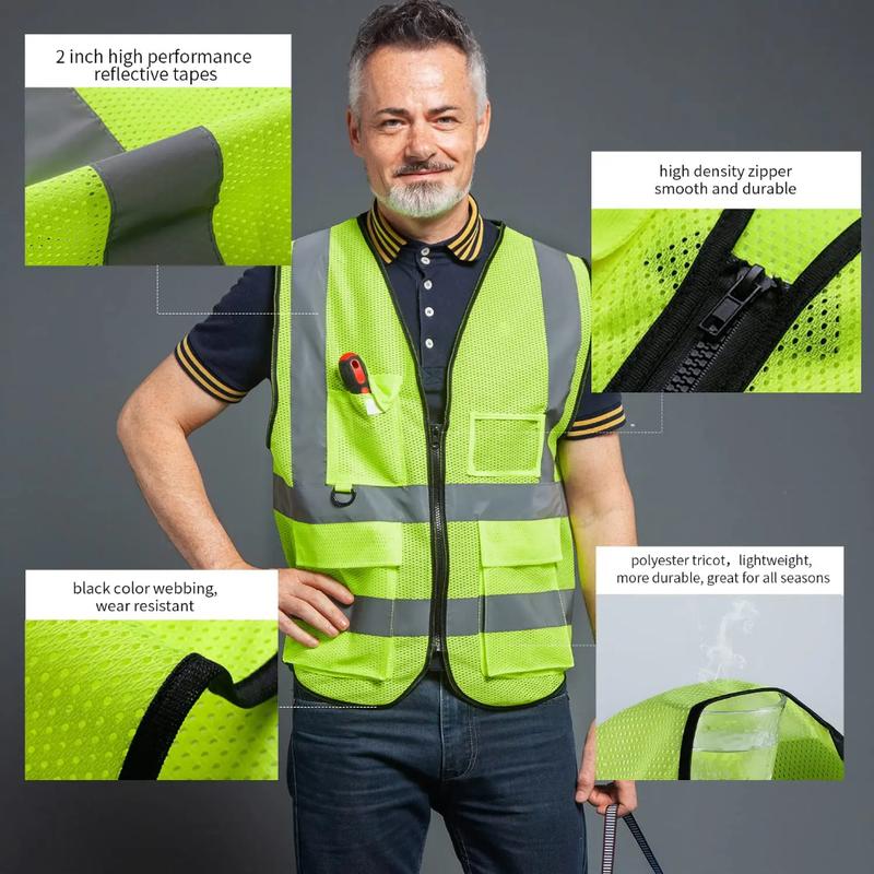 Reflective Safety Vest High Visibility Motorcycle Jacket Safety ...