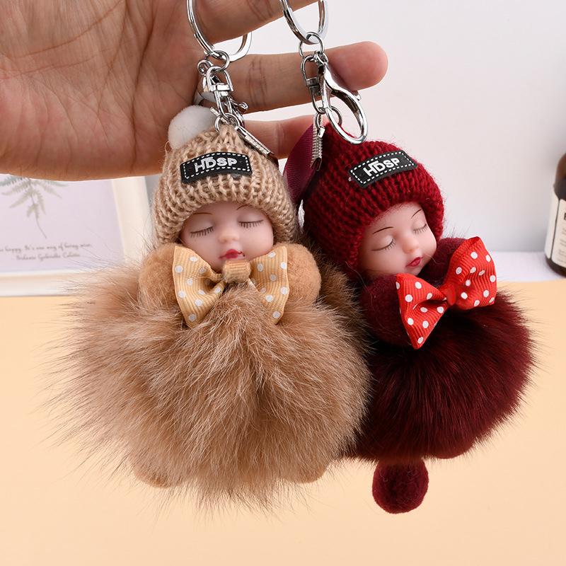 Sleeping Baby Keychain Cute Fluffy Plush Doll Keychains Wome - TikTok ...