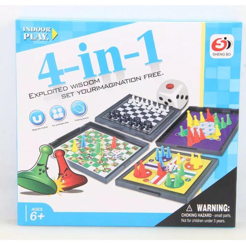 Indoor Play Magnetic Board Game 4 IN 1 Catur Ludo Halma Ular - Shop ...