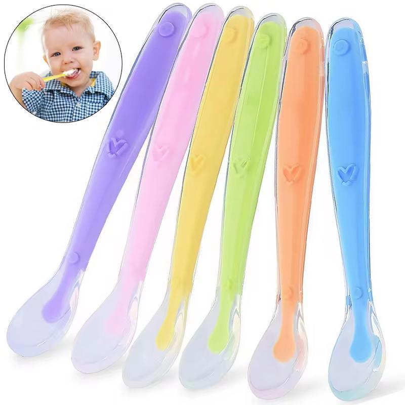 Sudu Tambahan Silikon Berujung Lembut, untuk Bayi, Gred Makanan ...