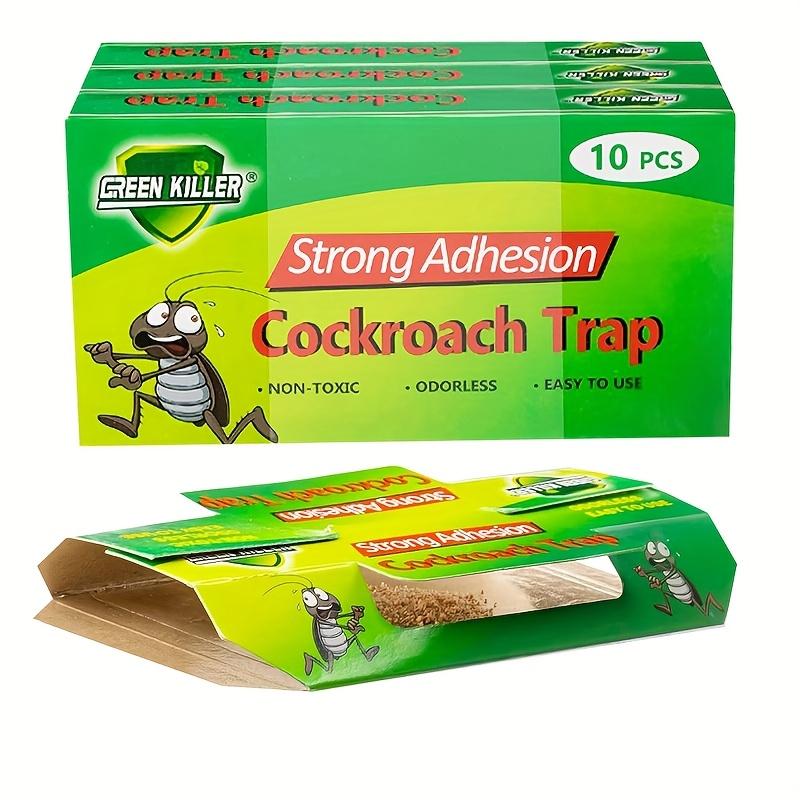 10-Green Killer Cockroach Traps, Non-Toxic Sticky Boxes, Easy To Use ...