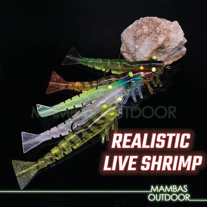 Realistic Live Shrimp Soft Plastic Prawn Udang Fishing Lure Bait ...