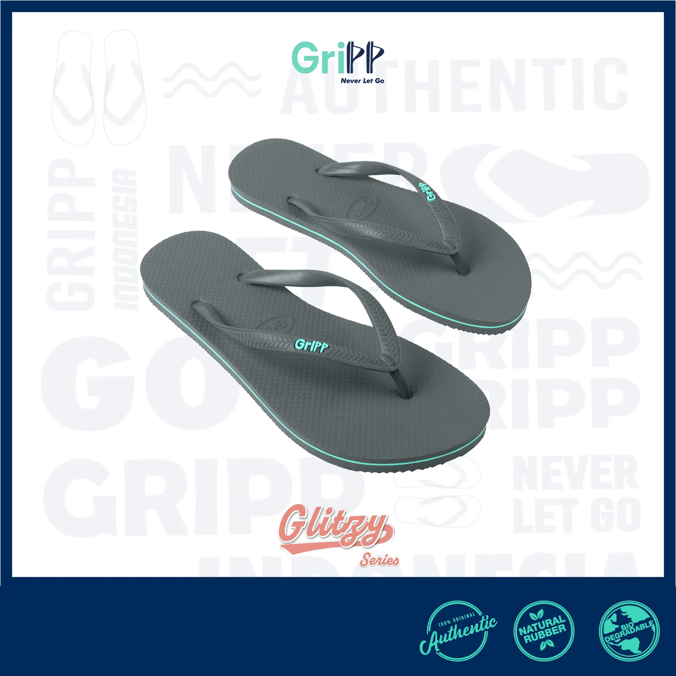 GriPP - Glitzy Grey Davys Turquoise Sandal Jepit Kasual Sendal - Shop ...