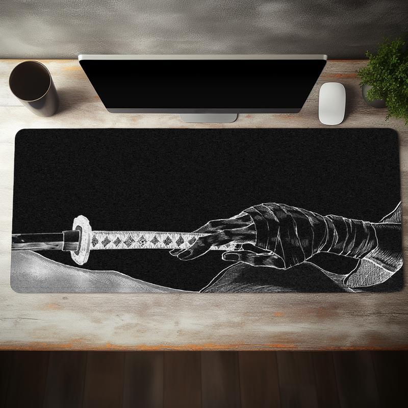 Japanese Katana Pattern Mouse Pad, Large Surface Area Rectangle Gaming Mouse Pad, Office Desk ...