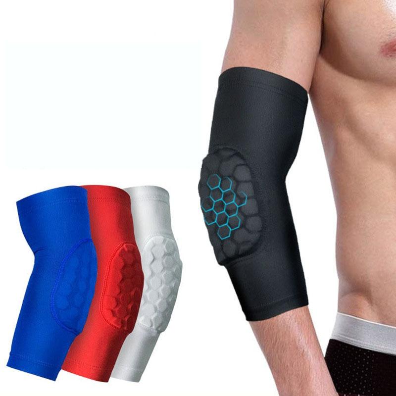 1PC Elastic Basketball Elbow Pads Arm Sleeve Crashproof Honeycomb ...