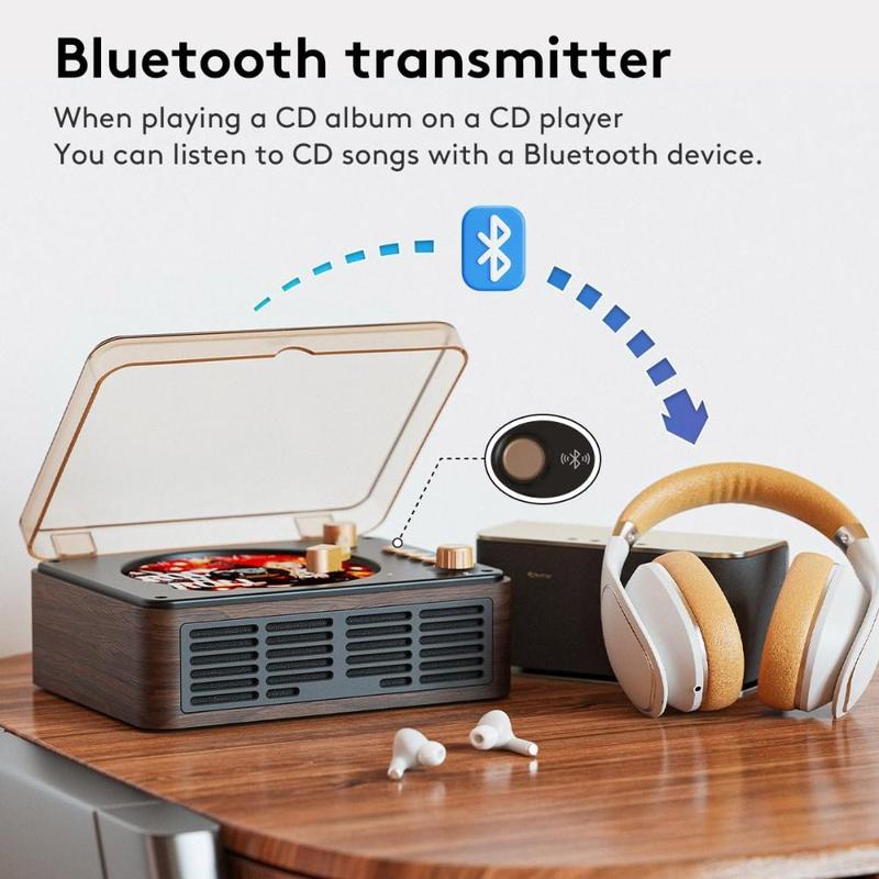 Nostalgic Built-in Speakers Wood CD Player Bluetooth Transmitter ...