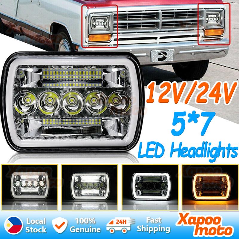 2PCS Jeep Headlights 24V 12V 5x7 LED Car Headlight jeepney accessories ...