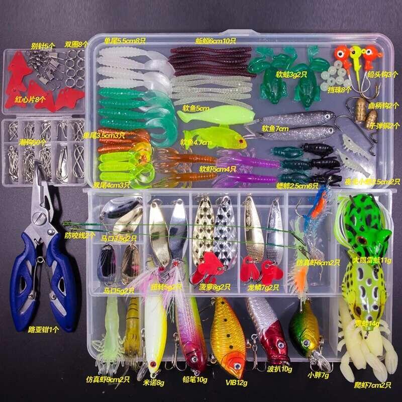 Set Umpan Memancing, Campuran Besar, Lembut dan Keras, Kit Minnow ...