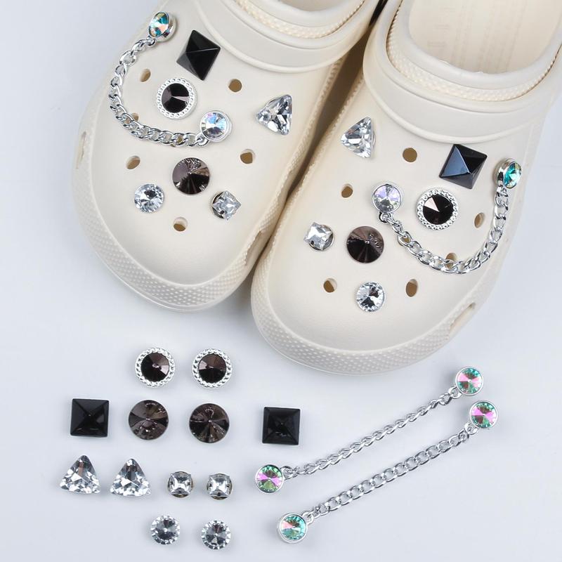 14Pcs/Set Luxury Style Jibbitz Charms Shoes Crystal Diamond Buckle ...