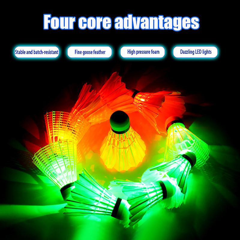 1Pcs Lighting Badminton Head LED Luminous Colorful Goose Feather ...
