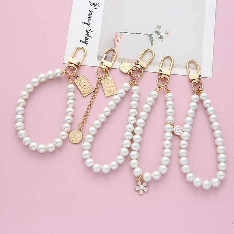 Retro Pearl Keychain Alloy Alphabet Keychain Cute Phone Chai - TikTok ...