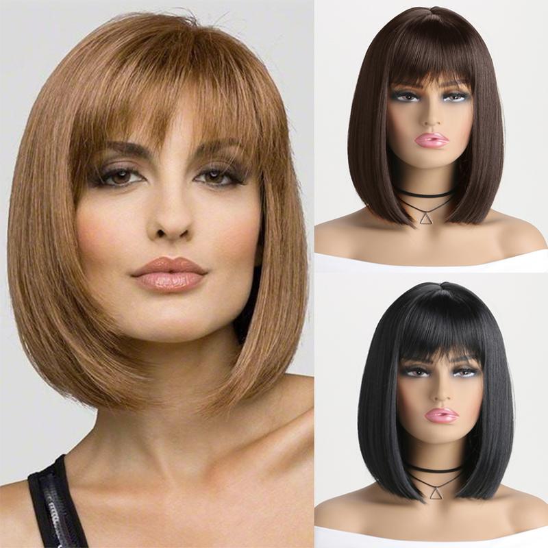 45cm Bob Style Wig Women's Short Straight Full Hair Wigs Cosplay ...