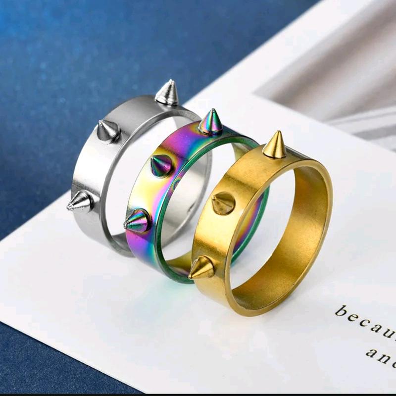 Titanium spike steel ring hypoallergenic punk men survival ring ...