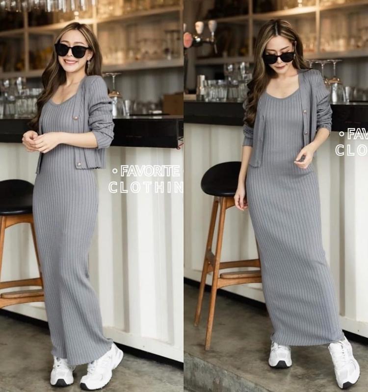 DC Dress Mmacelii + Cardi - Long Dress Rajut Wanita - Pakaia - Shop | Tokopedia