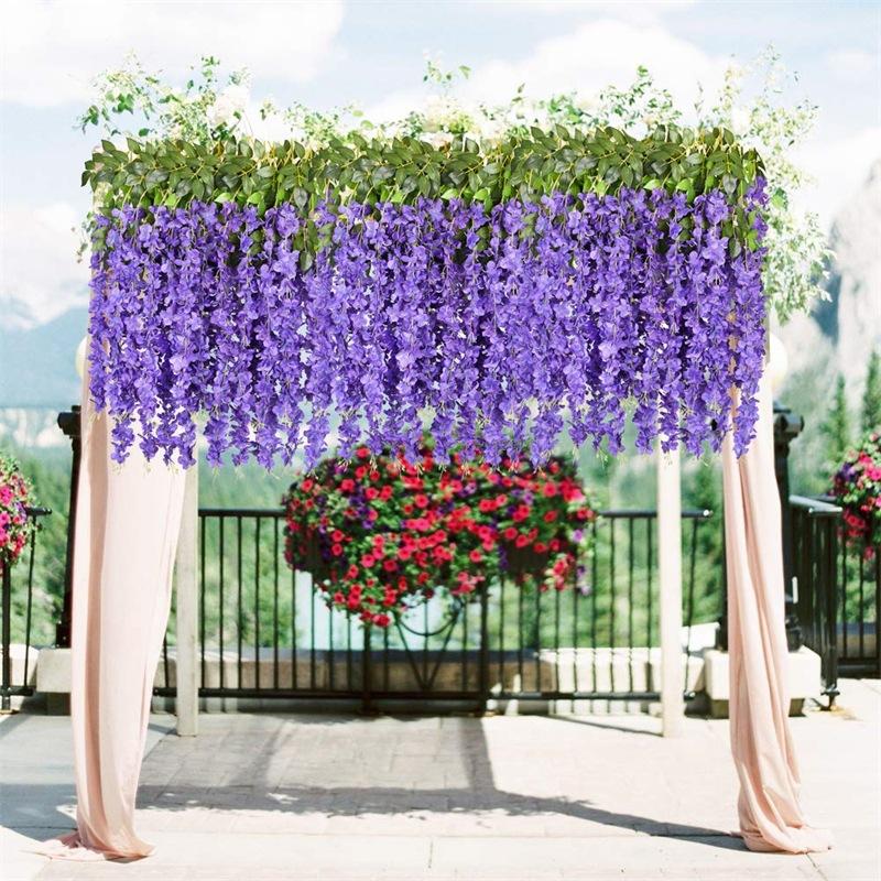 Anggur Wisteria Tiruan, Tali Bunga Sutera Gantung, Bunga Palsu ...