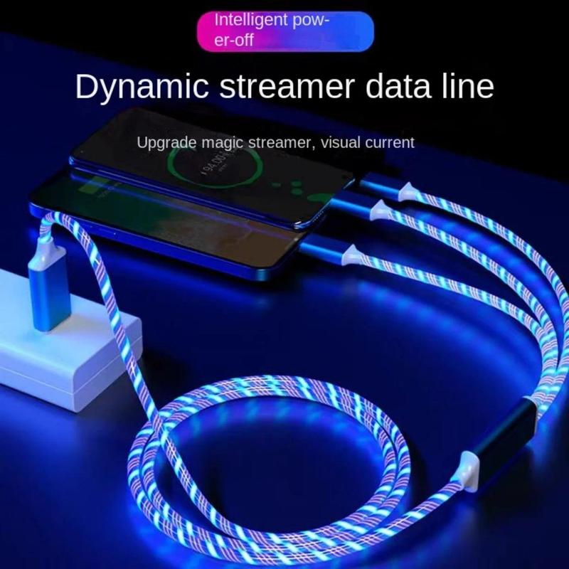 3 IN 1 Glowing LED Light Phone Charger Luminous USB Type C Cable ...