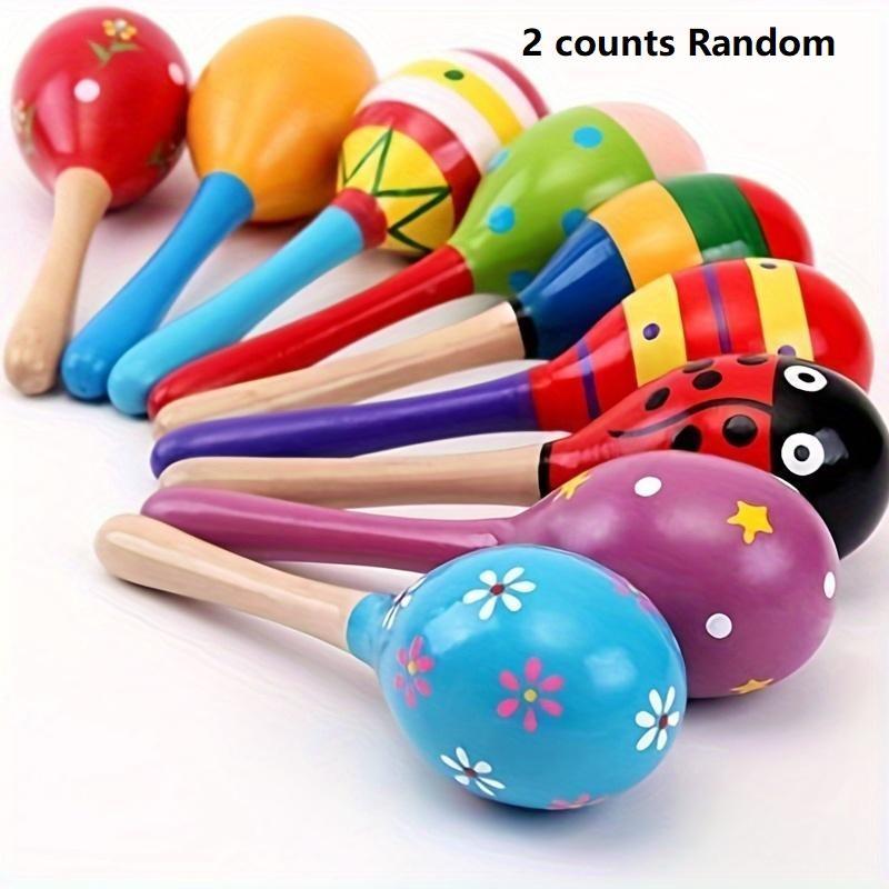 Random Color Wooden Maracas, 2 Counts/set Handheld Colorful Maracas ...