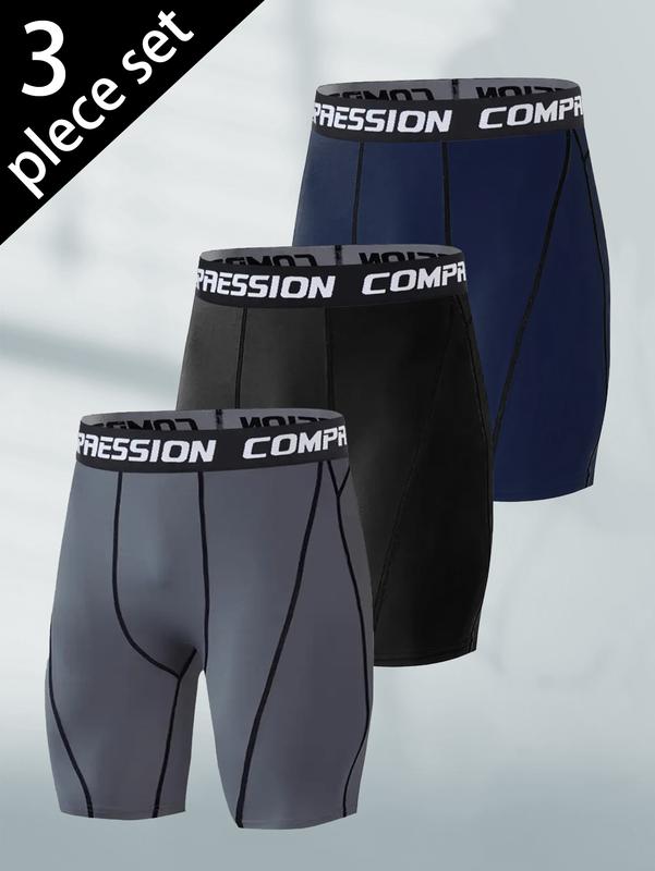 3 Piece Men's Athletic Compression Shorts - Fast drying, stretchy ...