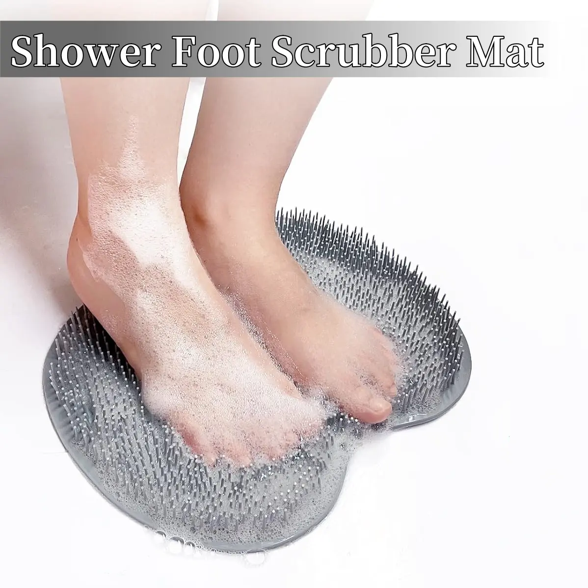 Silicone Shower Foot Scrubber Mat,Back & Feet Cleaning Pad,Shower ...