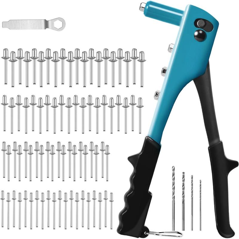 Rivet Gun, Rivet Gun Kit, Pop Rivet Gun, 80PCs Metal Rivets and 4 Drill ...