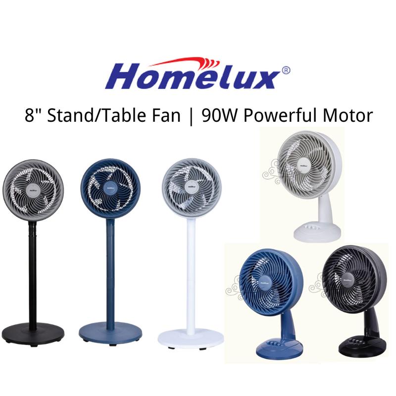 Homelux 8'' 90W Powerful Jet Air 2 in 1 Stand Fan/Table Fan/Living ...